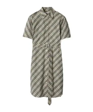 Burberry Checked Belted Shirt Mini Dress