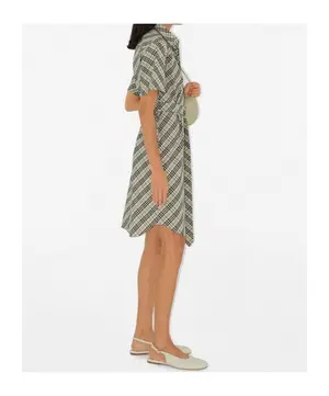 Burberry Checked Belted Shirt Mini Dress - Gray