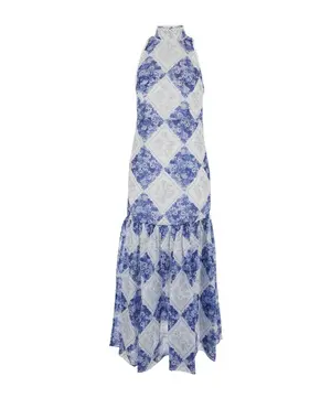 TWINSET Floral Print Long Ramie Dress