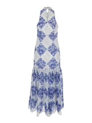 TWINSET Floral Print Long Ramie Dress