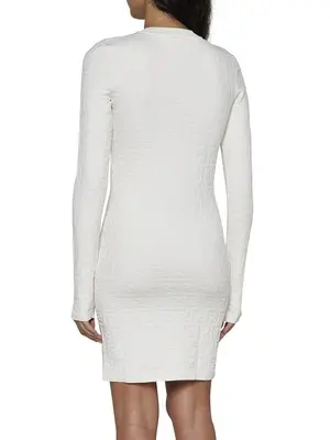 Fendi All-over Ff Embossed Crewneck Mini Dress