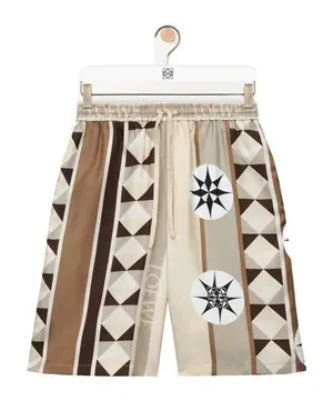 Loewe Printed Silk Shorts - Beige/multicolor