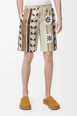 Loewe Printed Silk Shorts - Beige/multicolor