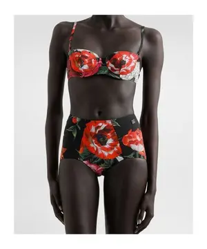 Dolce & Gabbana Floral Printed Two-piece Swimsuit - Red
