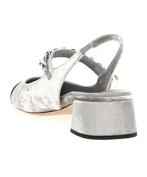 Miu Miu Two-tone Velvet Slingback Pumps - Silver
