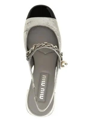 Miu Miu Two-tone Velvet Slingback Pumps - Silver