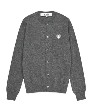 Play Comme Des Garcon Long-sleeved Knitted Cardigan With Heart Applique