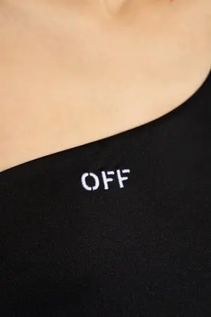 Off-White Logo Embroidered High-cut One-shoulder Swimsuit