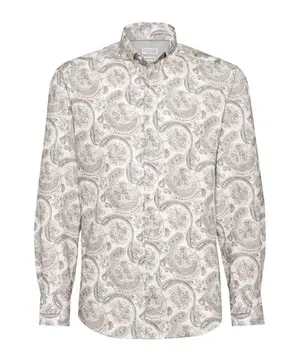 Brunello Cucinelli Paisley Printed Long Sleeved Shirt - Brown