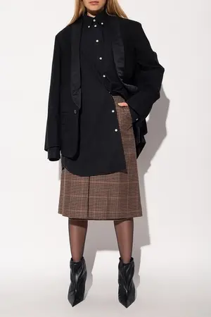 Balenciaga Houndstooth Box Pleat Skirt