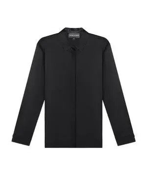 Emporio Armani Long-sleeved Satin Shirt - Black
