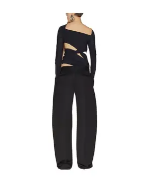 Attico Knitted Asymmetric Draped Long Sleeve Top With Skirt Detail