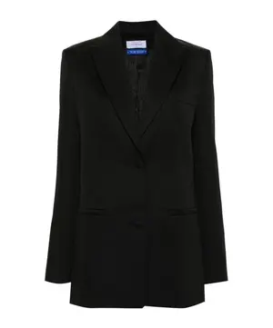 Off-white Notched Lapel Blazers For Women