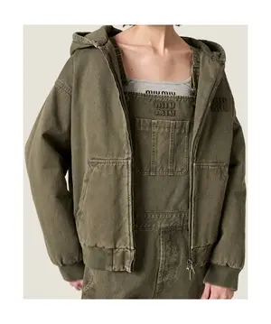 Miu Miu Logo Detailed Zip-up Hoodie