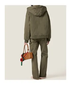 Miu Miu Logo Detailed Zip-up Hoodie