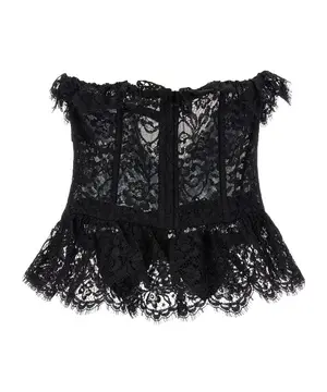 Alessandra Rich Strapless Lace Vest With Bow Detail