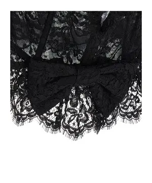 Alessandra Rich Strapless Lace Vest With Bow Detail