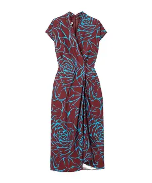 Dries Van Noten Wrap-style Printed Midi Dress - Wine Red