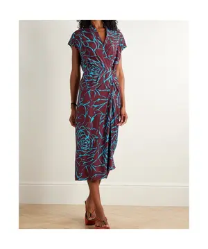 Dries Van Noten Wrap-style Printed Midi Dress - Wine Red