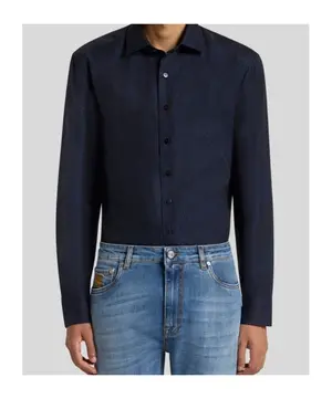 Etro Cotton Jacquard Shirt - Navy Blue