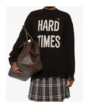 Moschino Distressed Crew Neck Sweater With 'hard Times' Graphic