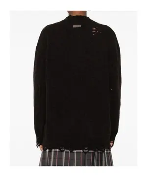 Moschino Distressed Crew Neck Sweater With 'hard Times' Graphic
