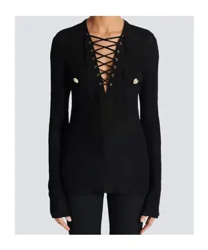Balmain Long-sleeved Lace-up Top