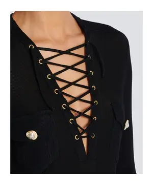 Balmain Long-sleeved Lace-up Top