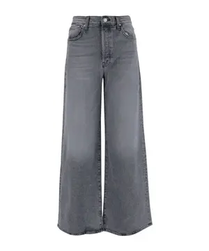 MOTHER Logo Patch Wide Leg Jeans - Gray