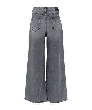 MOTHER Logo Patch Wide Leg Jeans - Gray