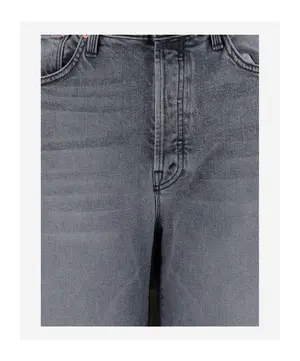 MOTHER Logo Patch Wide Leg Jeans - Gray