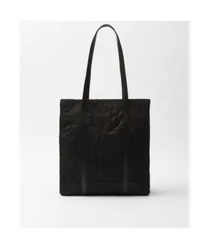 Prada Medium Re-nylon Patchwork Tote Bag With Embroidery And Studs