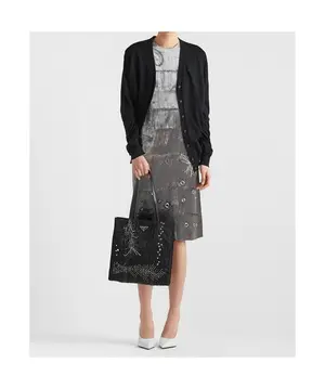 Prada Medium Re-nylon Patchwork Tote Bag With Embroidery And Studs