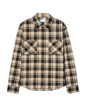 Off-White Checked Long-sleeved Shirt - Nude