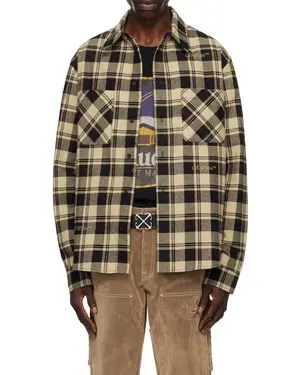 Off-White Checked Long-sleeved Shirt - Nude