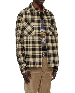 Off-White Checked Long-sleeved Shirt - Nude