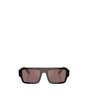 Prada Square Frame Sunglasses - Briar Tortoise/purple Tortoise