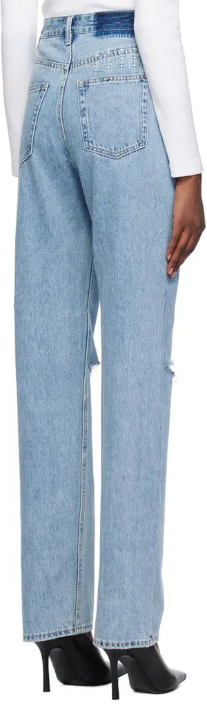 Ksubi Light Wash Distressed Straight Leg Jeans