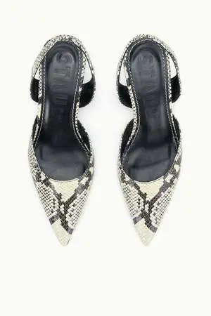 Staud Sebastian Snakeskin Pointed Toe High-heeled Sandals - White Snake