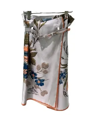 Prada Floral Printed Belted Midi Skirt