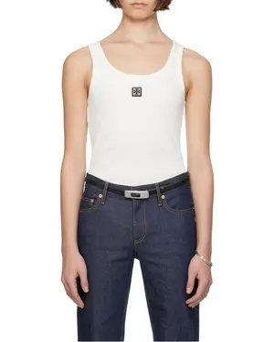 Tory Burch Scoop Neck Ribbed Tank Top