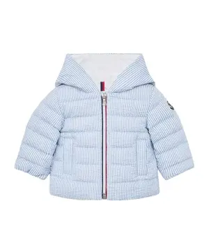 Moncler Haluk Seersucker Hooded Down Jacket
