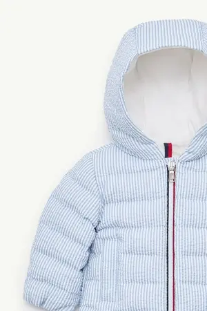 Moncler Haluk Seersucker Hooded Down Jacket