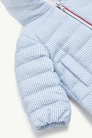 Moncler Haluk Seersucker Hooded Down Jacket