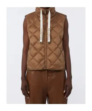 Max Mara Tregic Zip-up Drawstring Gilet - Caramel Color