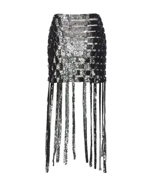 Pinko Sequined Gladiator Skirt With Fringe Detailing