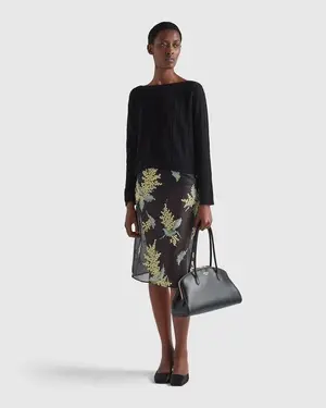 Prada Embroidered Organza Midi-skirt