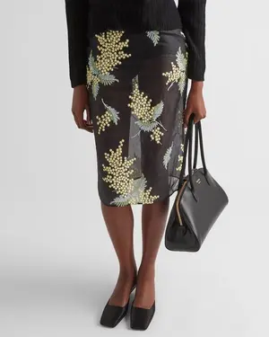 Prada Embroidered Organza Midi-skirt