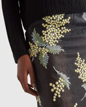 Prada Embroidered Organza Midi-skirt