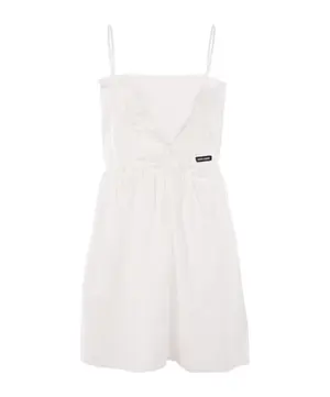 Miu Miu Sleeveless Dress With Logo Detail - White